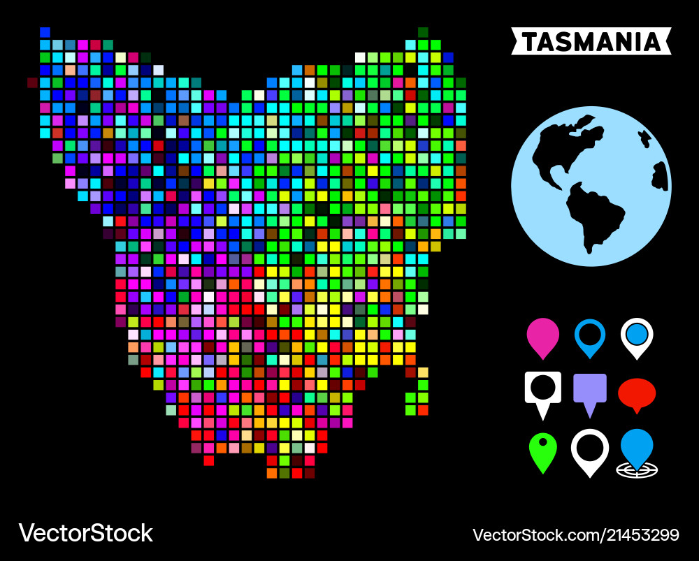 Colored dotted tasmania island map Royalty Free Vector Image