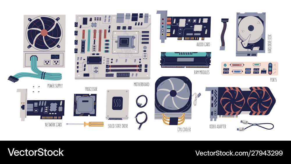 Computer Hardware Collection Royalty Free Vector Image