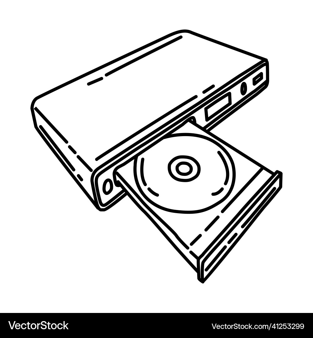 Dvd player icon doodle hand drawn or outline Vector Image