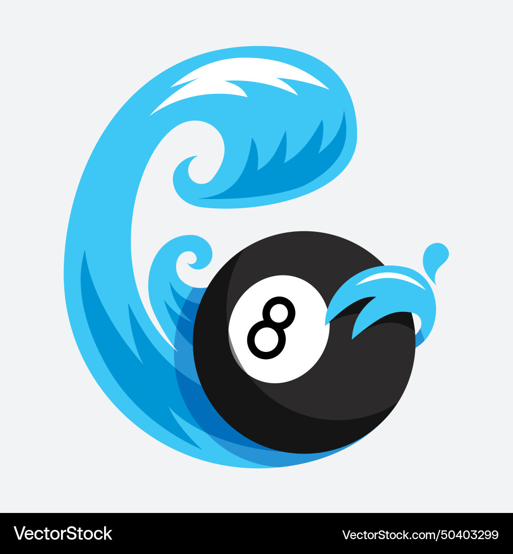 Eightball fly water wave ball icon Royalty Free Vector Image