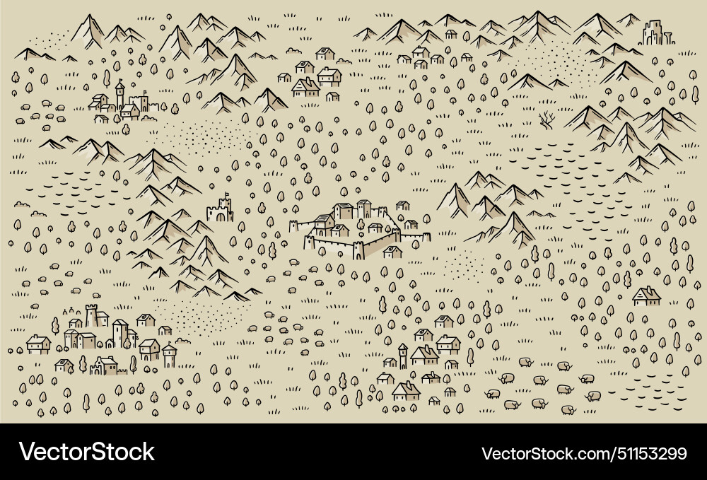 Medieval map middle ages kingdom map for board Vector Image