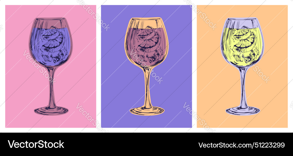 Spritz hand drawn summer cocktail drink Royalty Free Vector