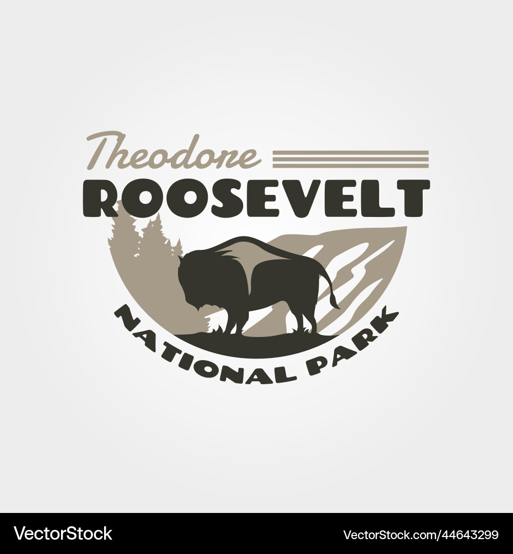 Theodore roosevelt vintage logo with silhouette Vector Image