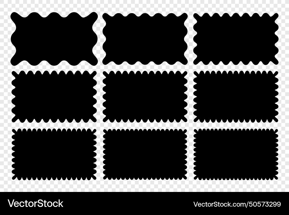 Wavy edge rectangle shapes icon set Royalty Free Vector