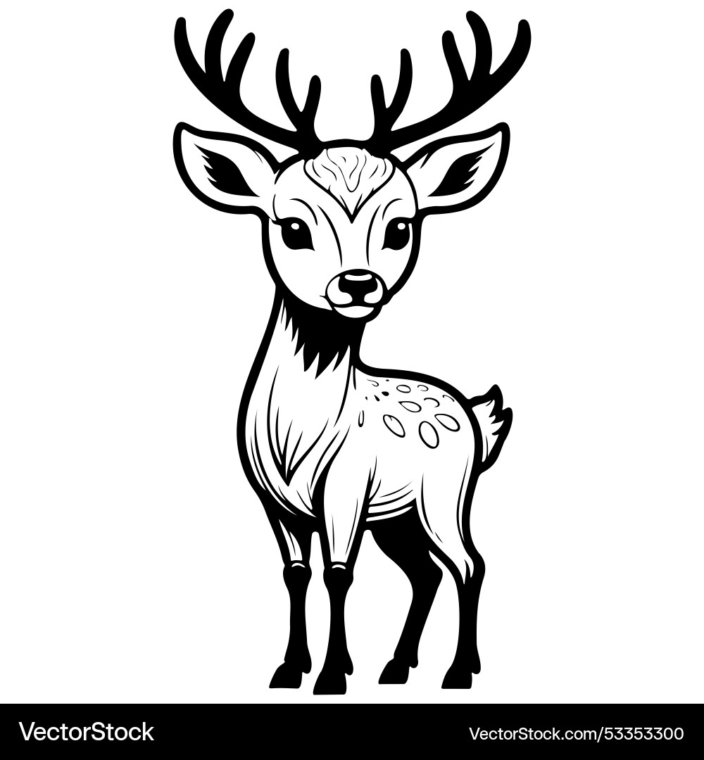 Cartoon deer ink hand drawn line transparent Vector Image