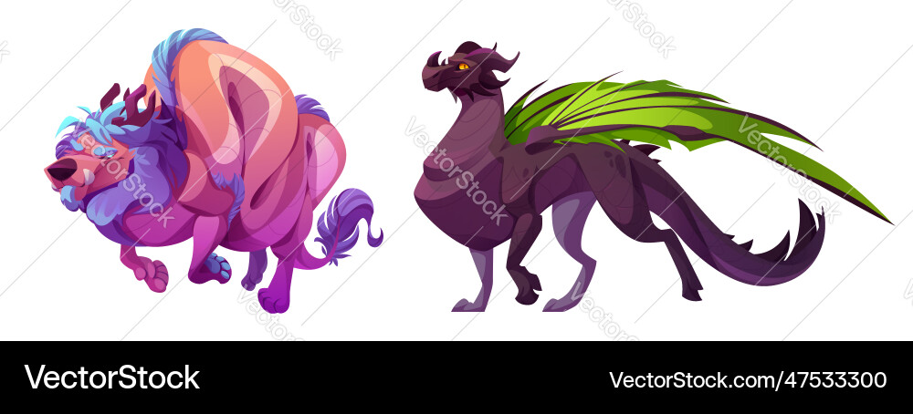 Fantasy Dragon Set - Colorful Cartoon Royalty Free Vector