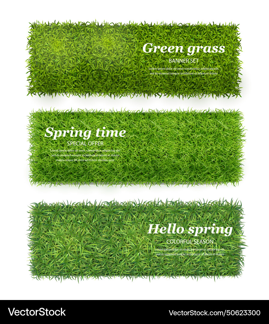 Green grass realistic banners Royalty Free Vector Image