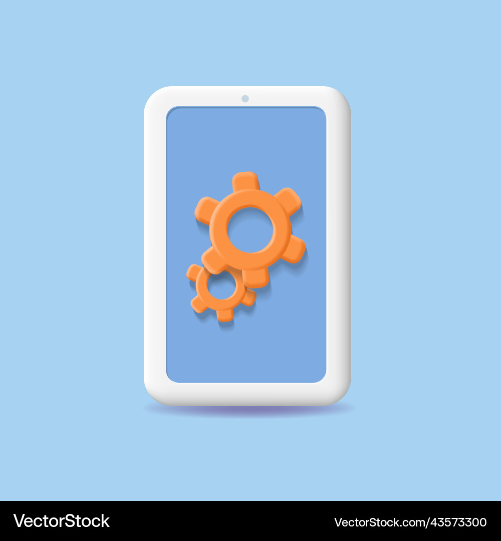 Phone settings icon 3d mobile and gear Royalty Free Vector