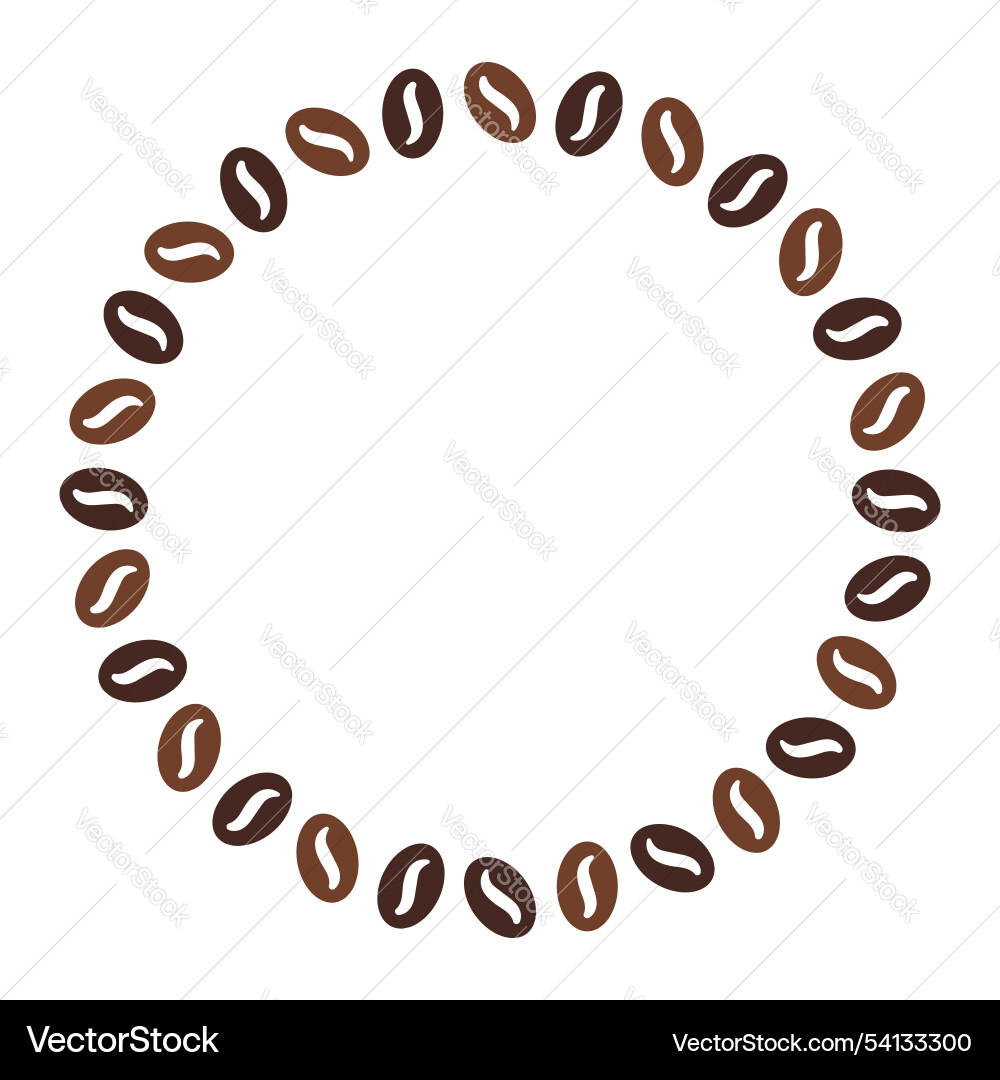 Round frame with coffee beans in flat style Vector Image