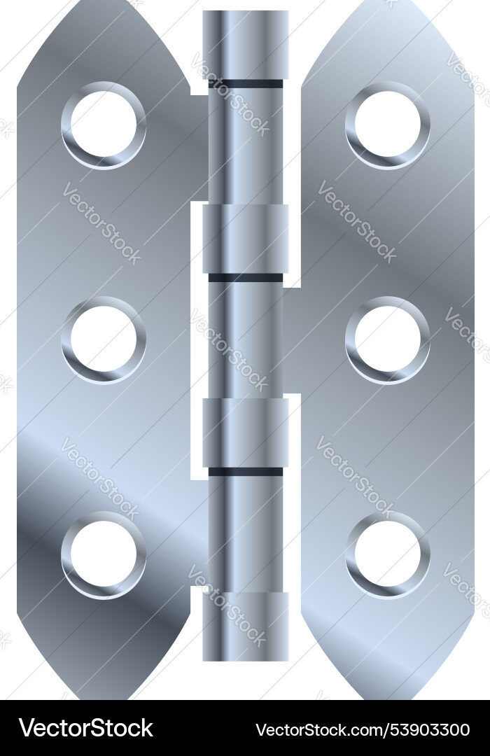 Silver door hinge connecting two parts providing Vector Image