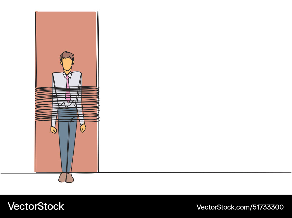 Single one line drawing the businessman stands Vector Image