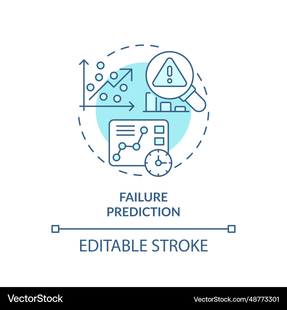 2d blue thin linear icon failure prediction Vector Image