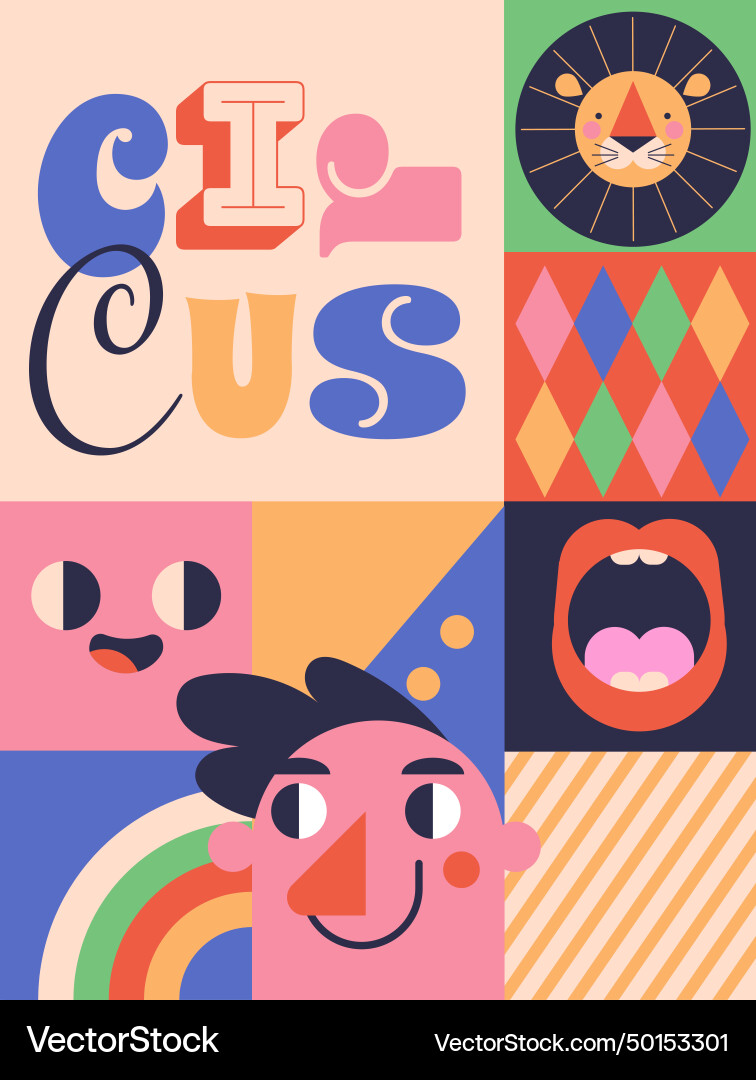 Circus concept in retro colors Royalty Free Vector Image
