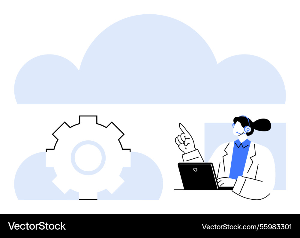Cloud computing setup with support professional Vector Image