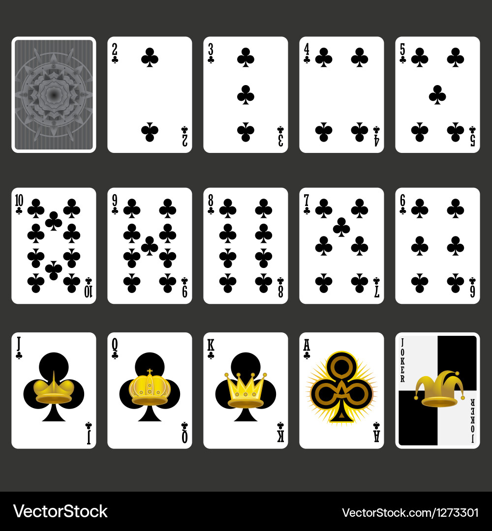 Club suit playing cards full set Royalty Free Vector Image