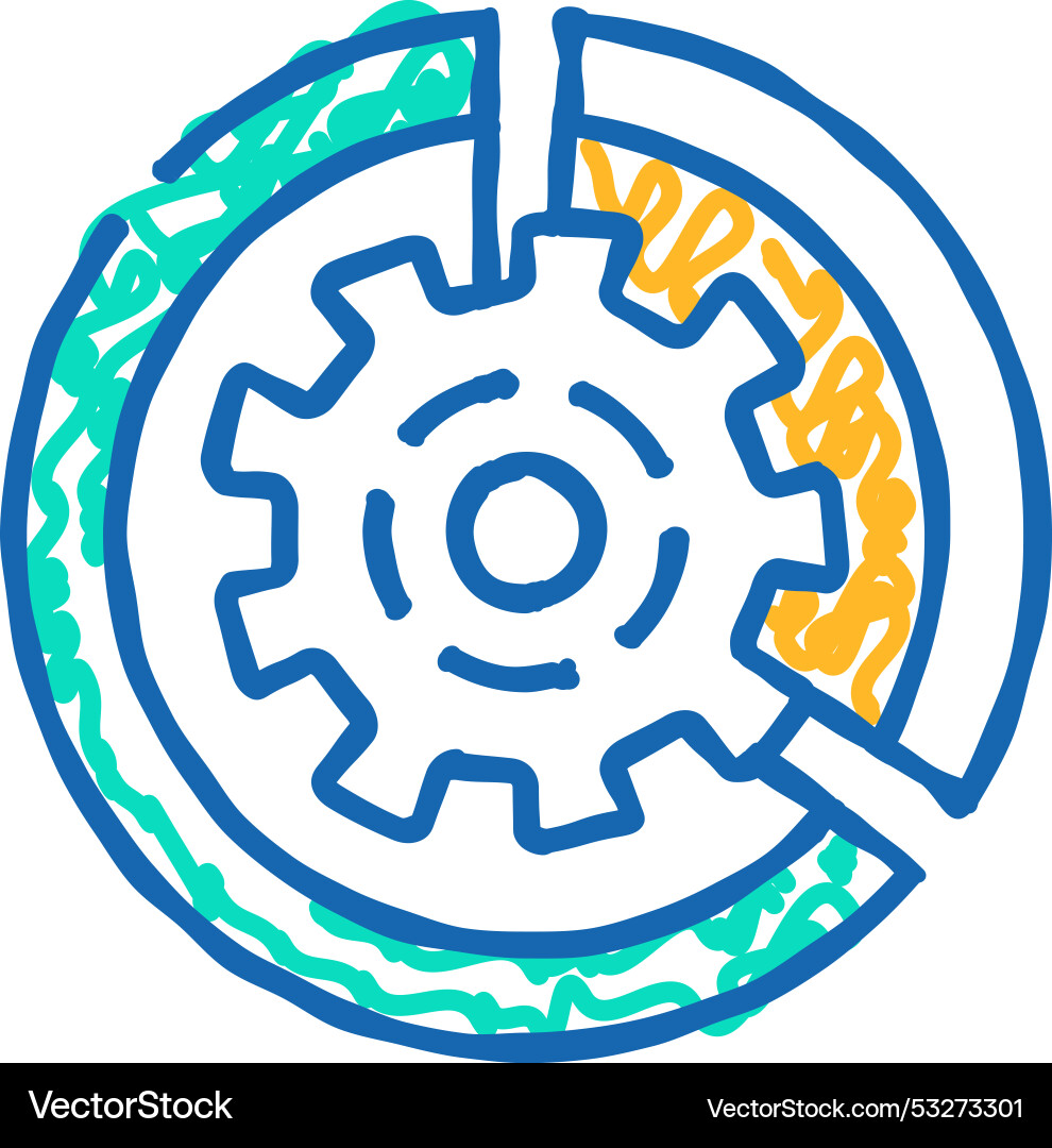 Gear working process erp icon doodle Royalty Free Vector