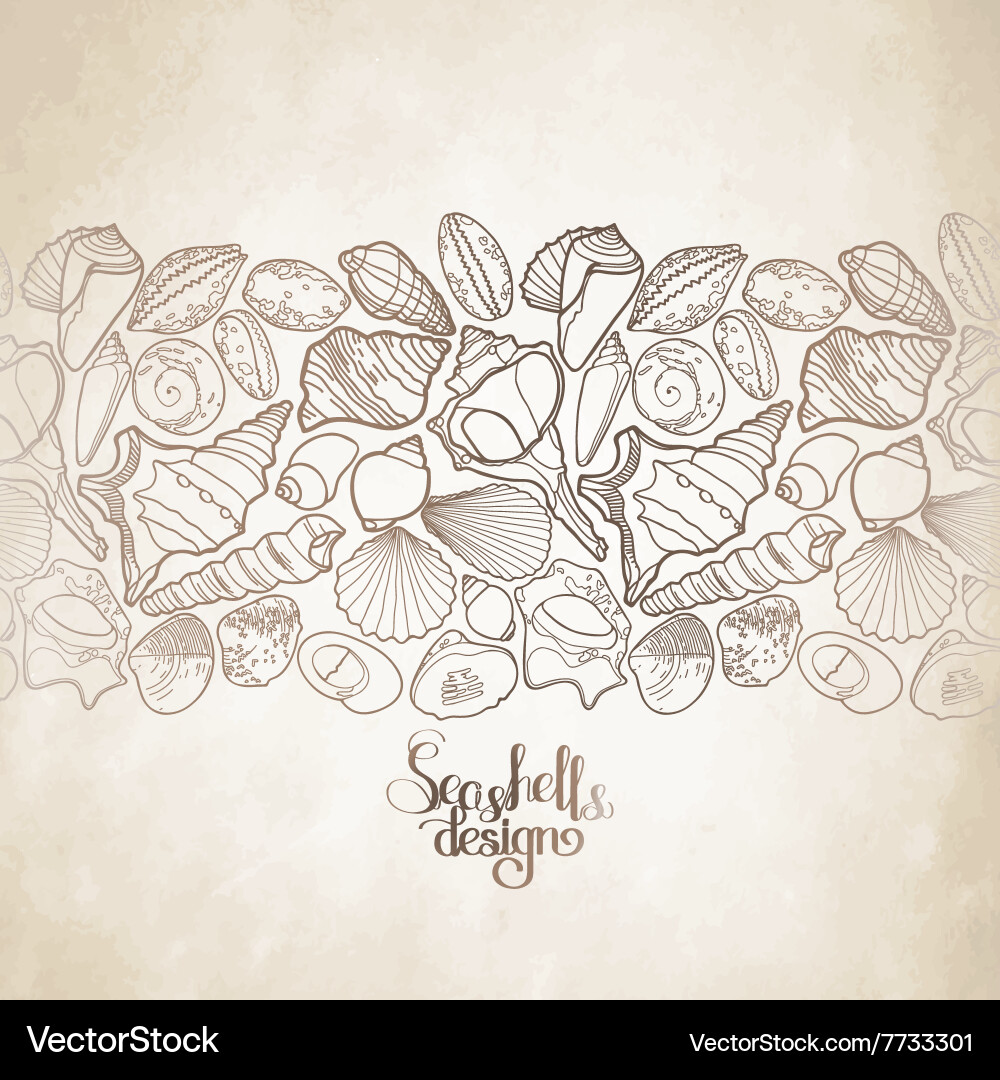 Graphic seashells border Royalty Free Vector Image