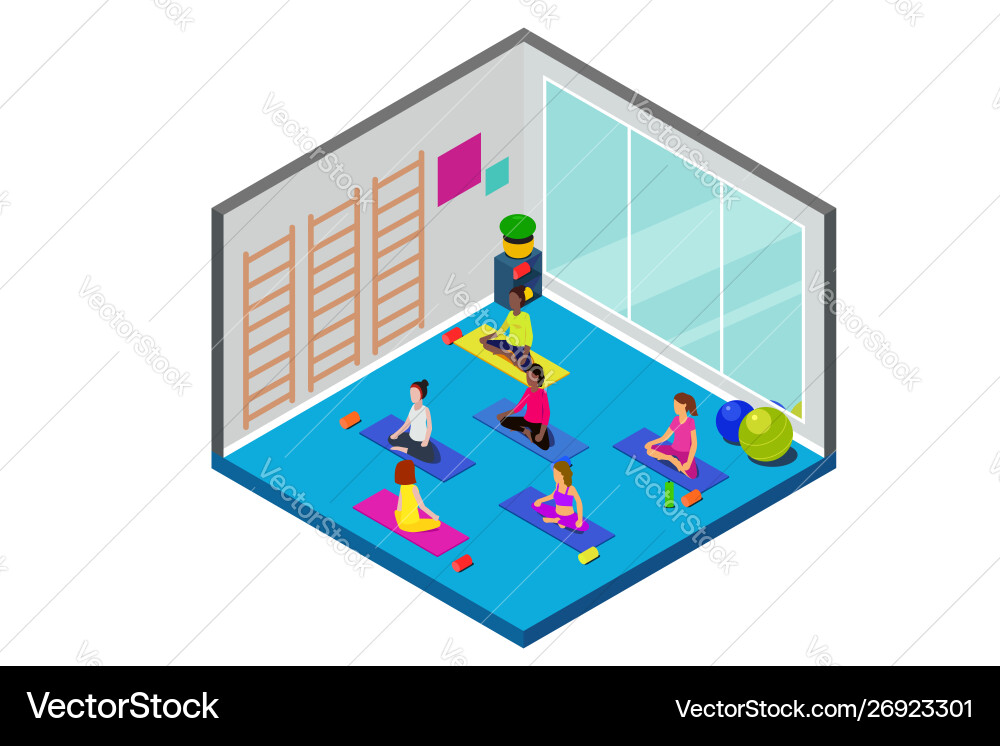 Isometric yoga class Royalty Free Vector Image