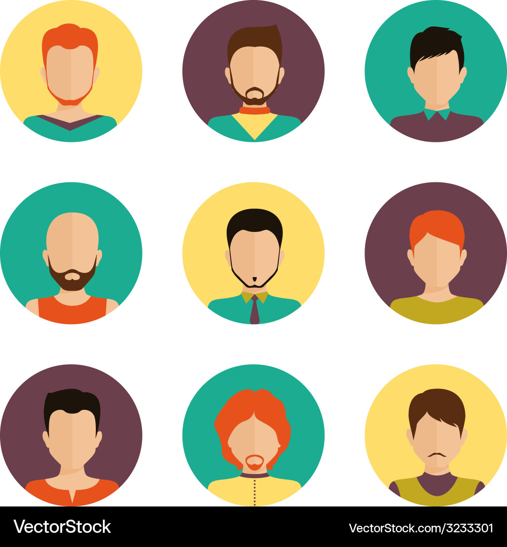 Men avatar set Royalty Free Vector Image - VectorStock