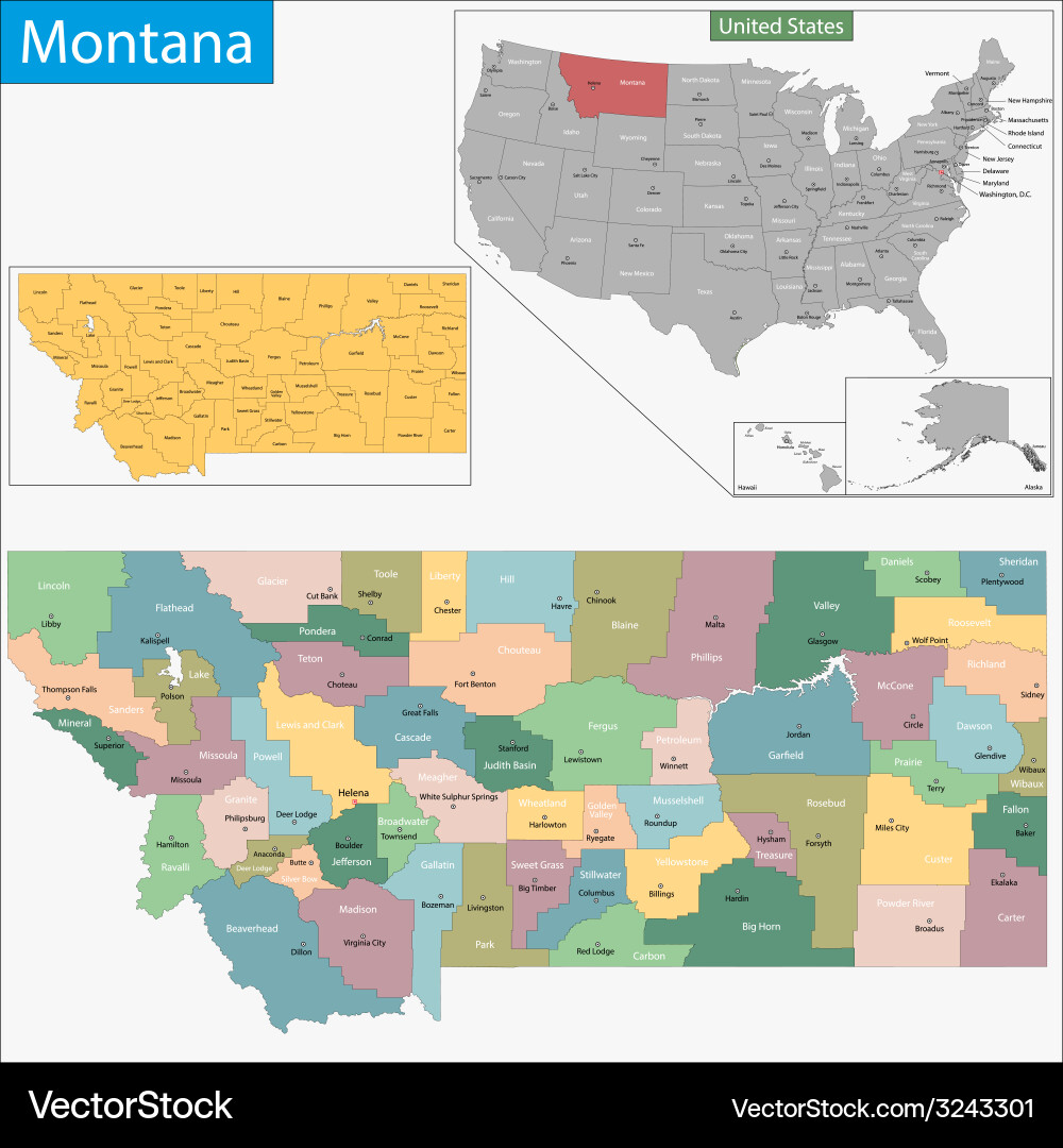 Montana map Royalty Free Vector Image - VectorStock