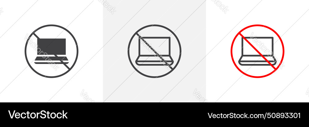No laptop sign forbidden pc symbol Royalty Free Vector Image