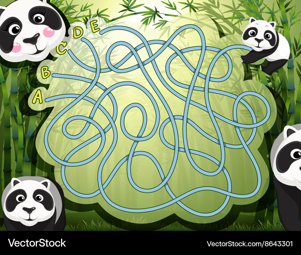 Panda Maze Puzzle - Bamboo Forest Royalty Free Vector Image