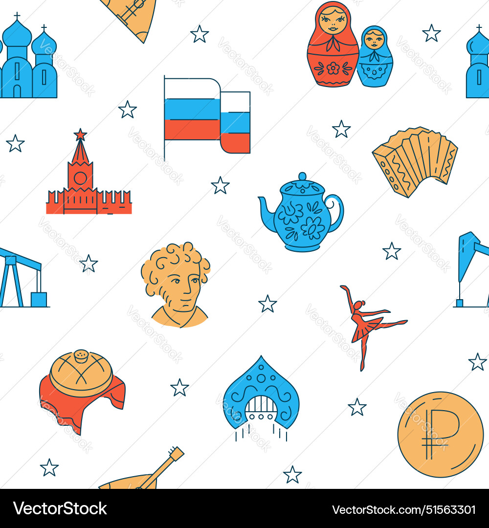 Seamless pattern with russia national symbols Vector Image