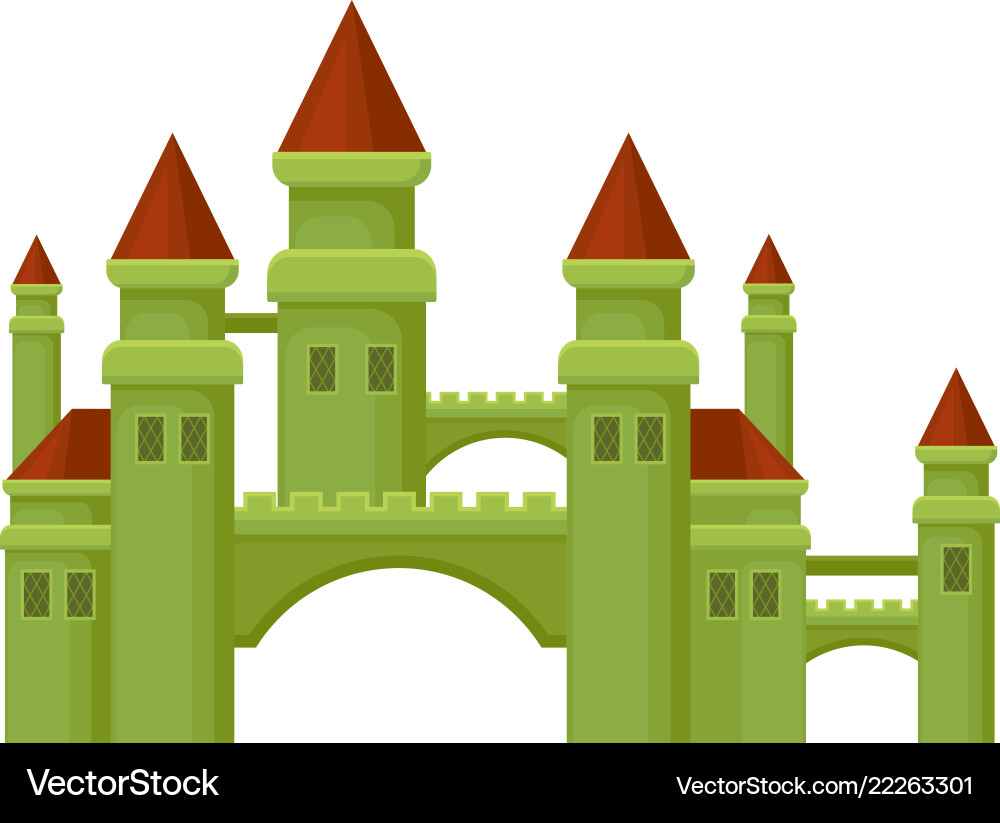 Kleine mittelalterliche Burg grüne Festung mit braun