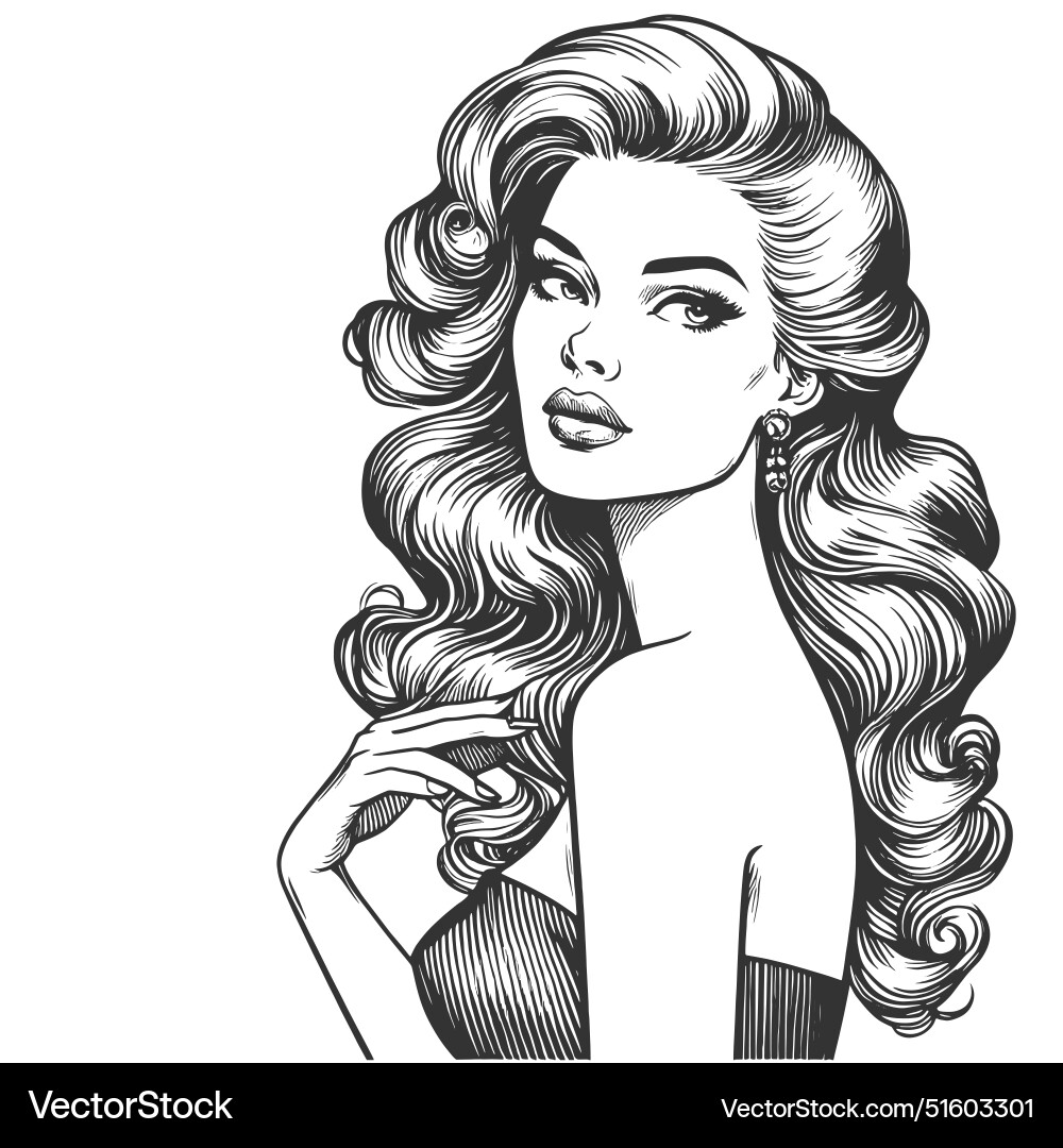 Woman looking over shoulder Royalty Free Vector Image