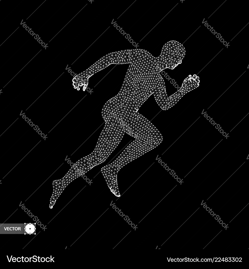 3d running man design for sport business science Vector Image