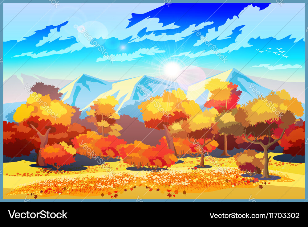 Autumn forest in the sun Royalty Free Vector Image