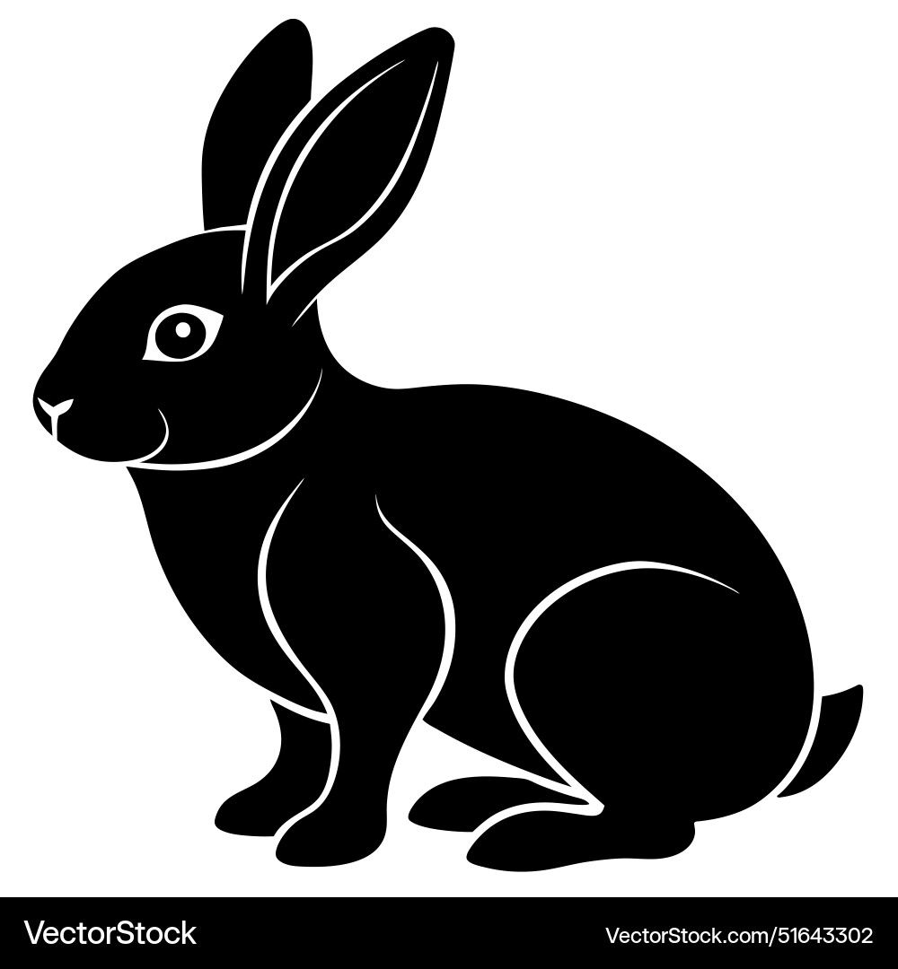 Black and grey rabbit silhouette art illust Vector Image