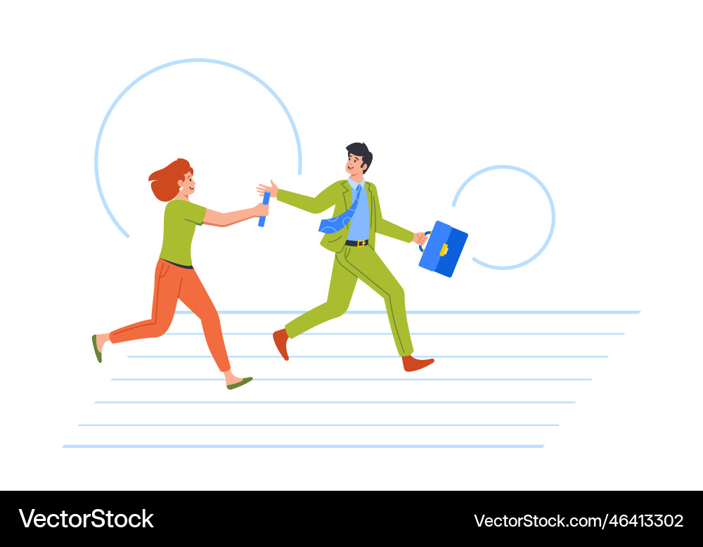 Business characters in action running relay race Vector Image