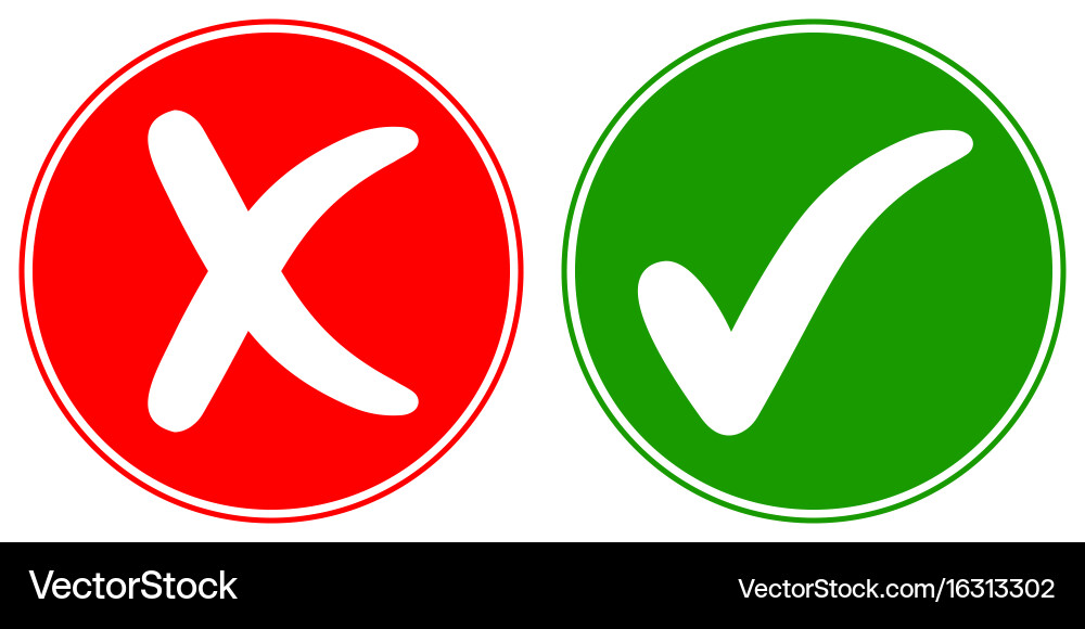 Check Mark & Cross Icons Royalty Free Vector Image