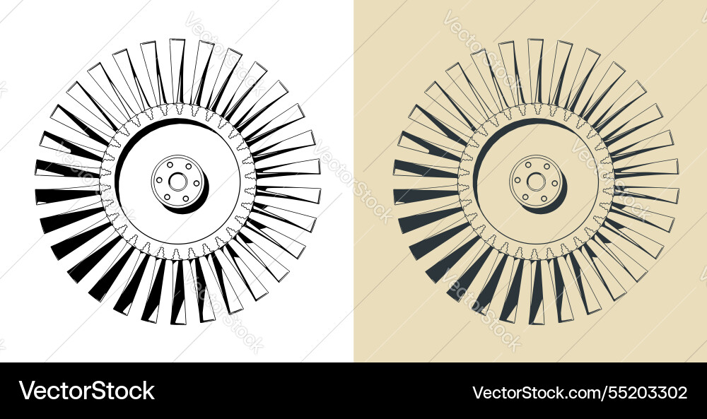 Compressor blisk and turbine blades Royalty Free Vector