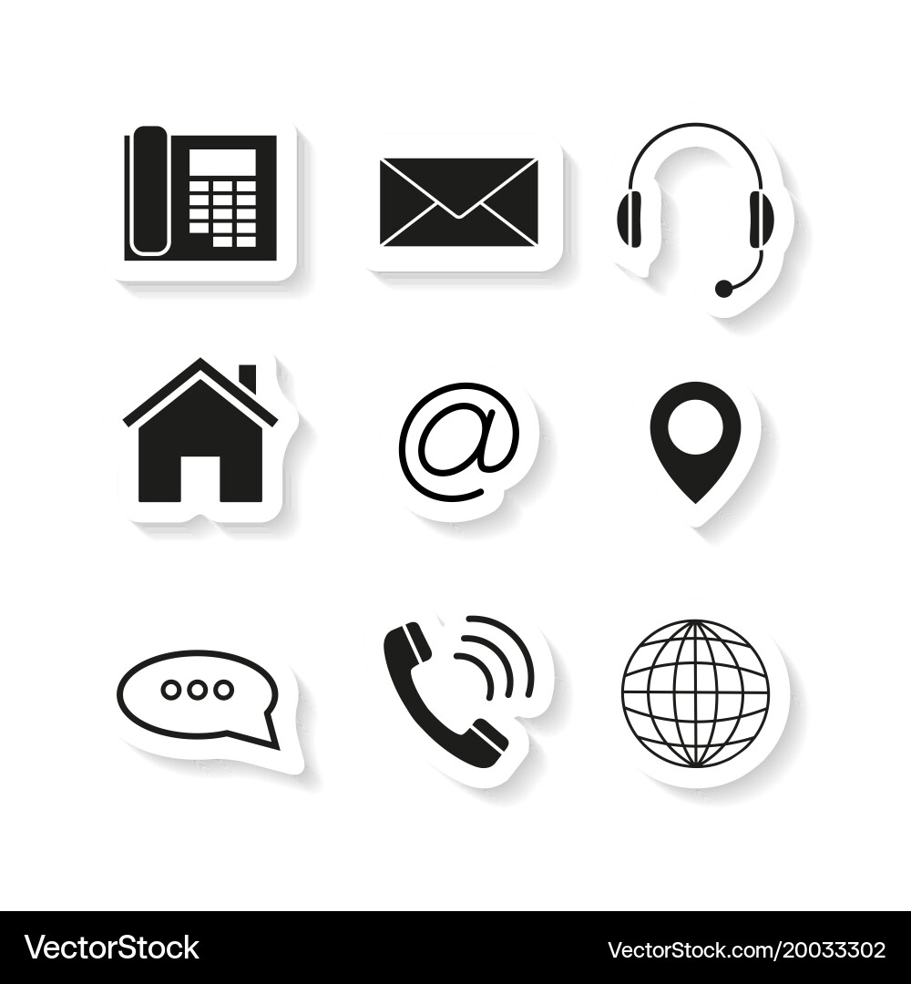 Contacts set sticker icons Royalty Free Vector Image