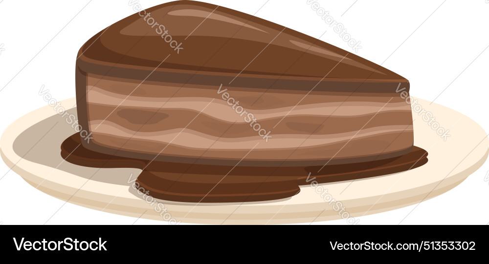 Delicious chocolate layer cake on plate Royalty Free Vector