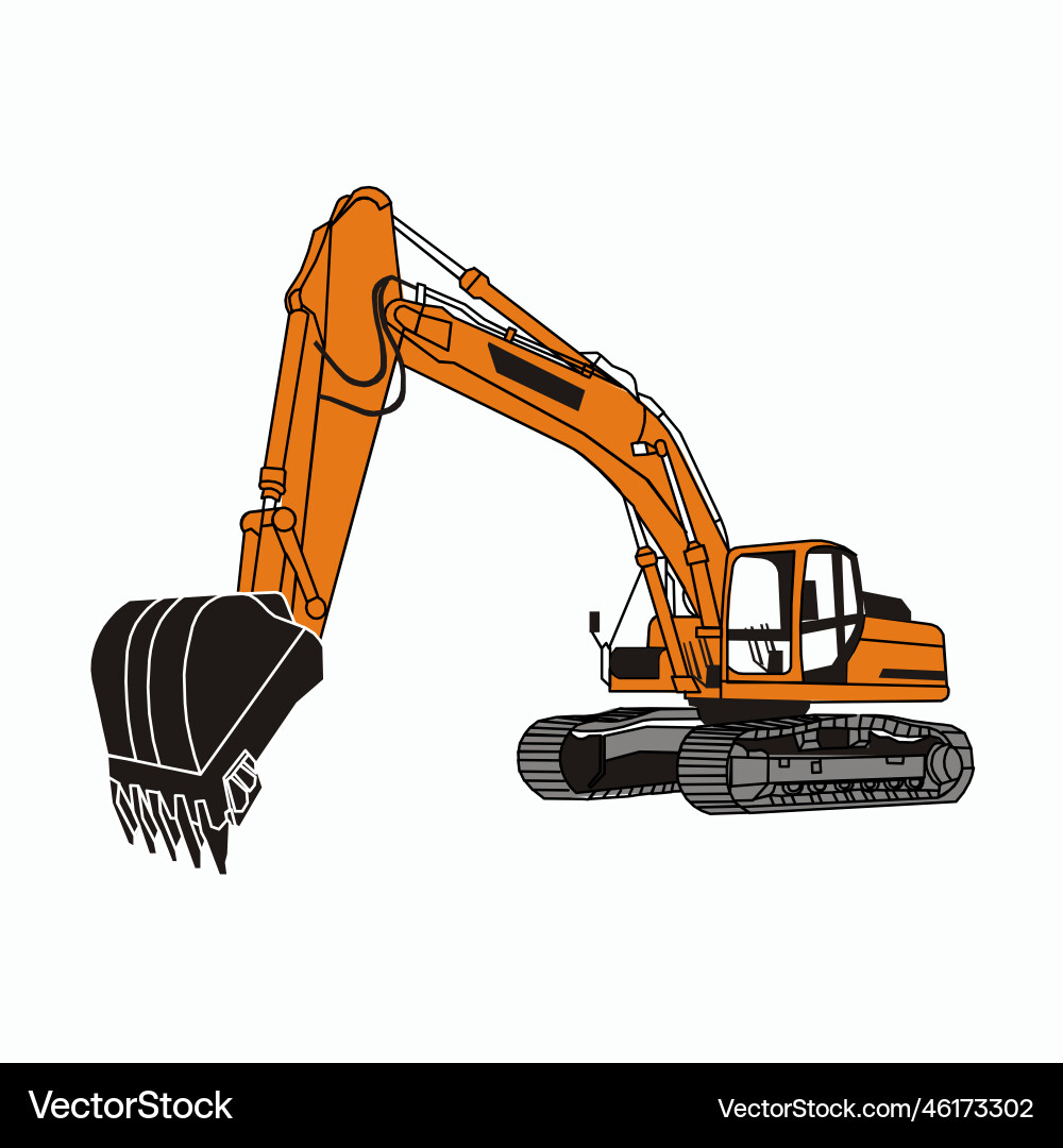 Excavator Machinery - Construction Equipment Vector Image
