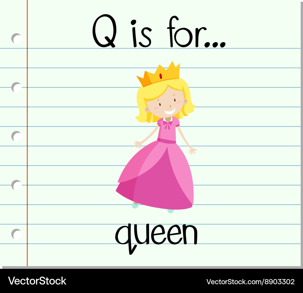Flashcard Brief q ist für Königin Lizenzfreies Vektorbild
