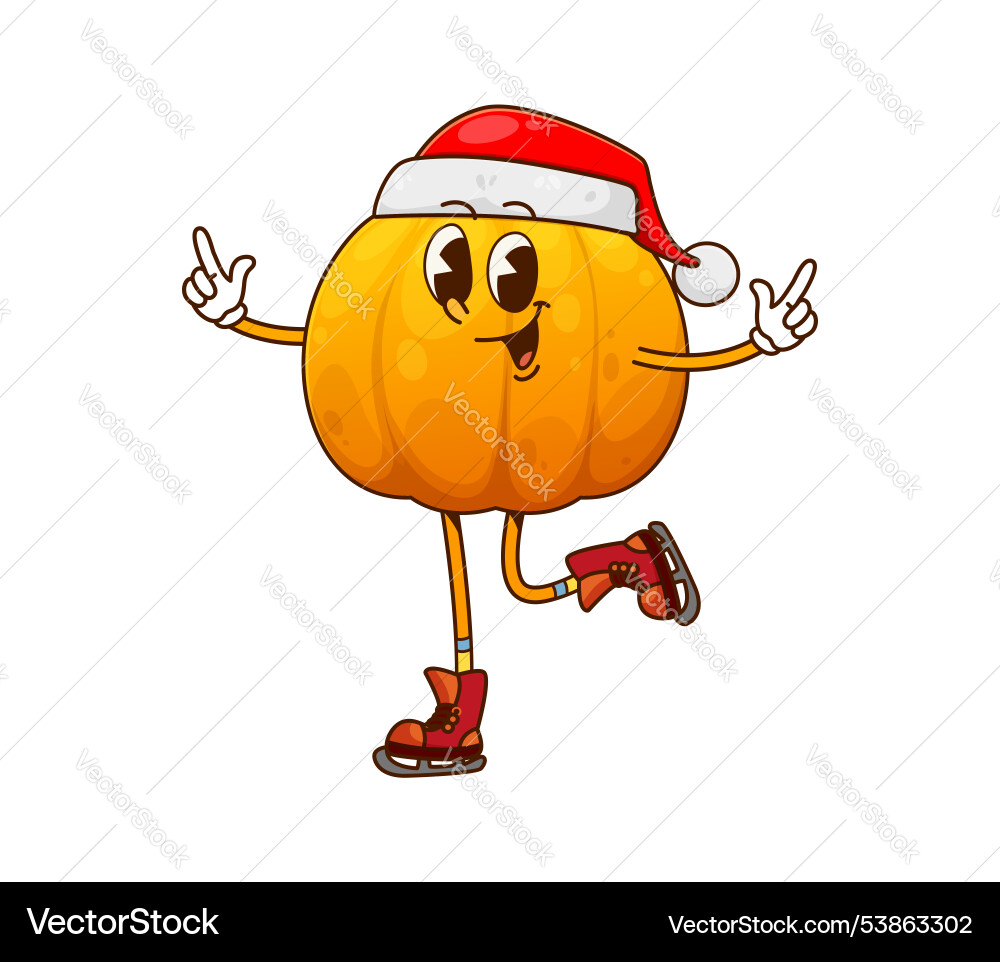Groovy christmas pumpkin vegetable character Vector Image