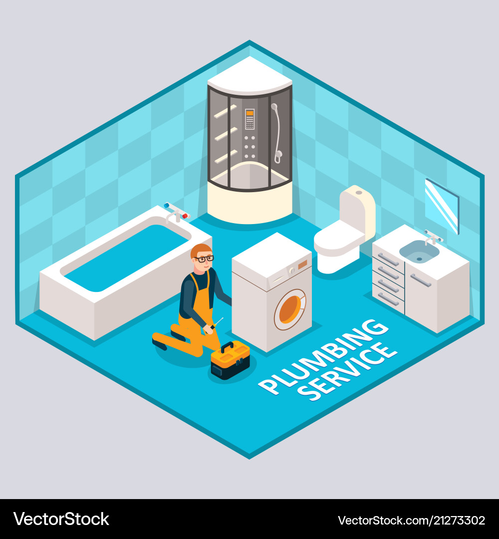 Plumbing Repair Isometric Concept Royalty Free Vector Image