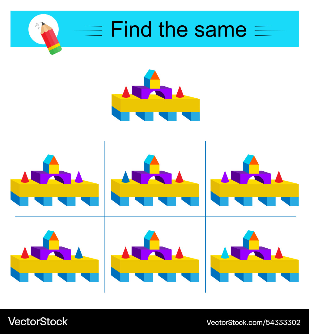 Puzzle game for kids attention task need to find Vector Image