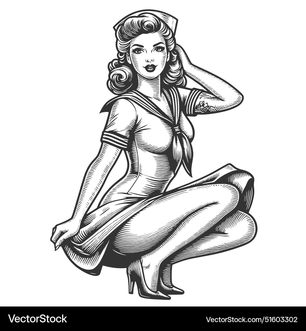 Navy Pin Up Girl Drawing Pin Up Vector Images | Depositphotos