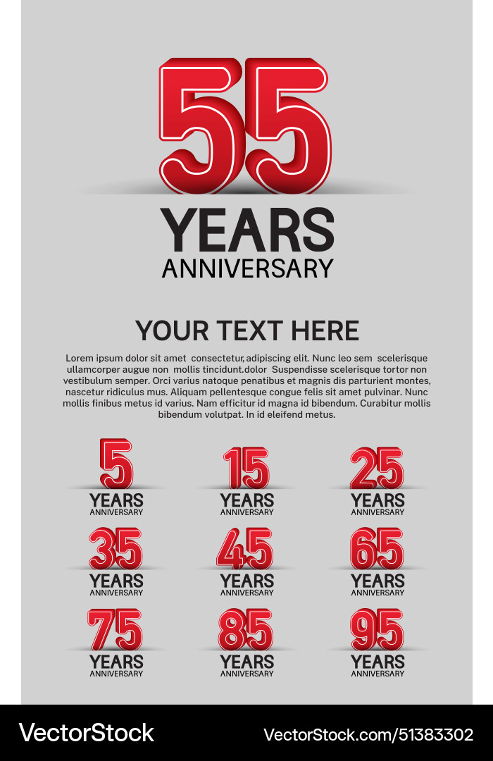 Set anniversary logotype premium collection red Vector Image