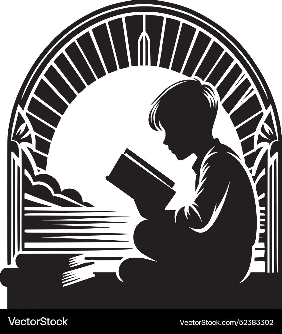 Worldly wisdom boy reading Royalty Free Vector Image