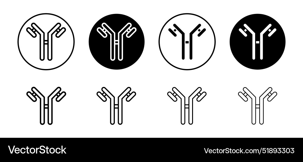 Antibody icon set collection outline Royalty Free Vector