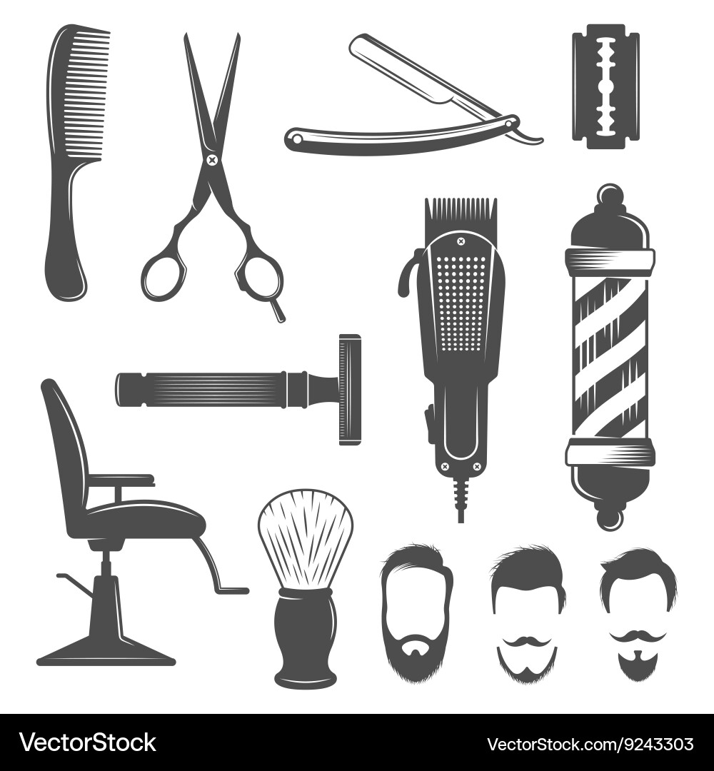 Barber Tools Icon Set Royalty Free Vector Image