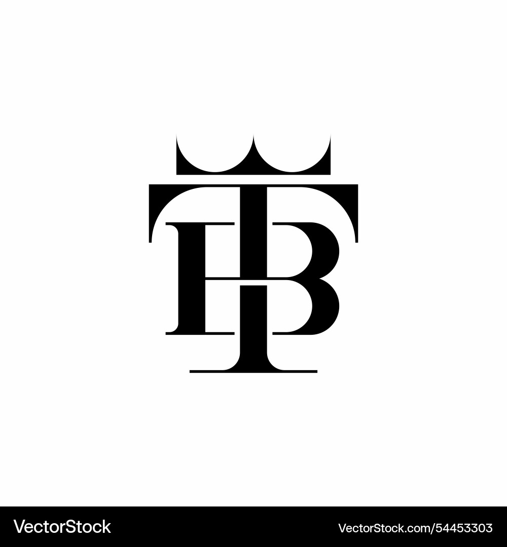Bt tb initial with crown logo template Royalty Free Vector