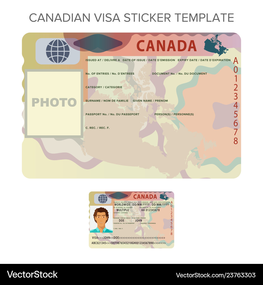 Canada international passport visa sticker Vector Image