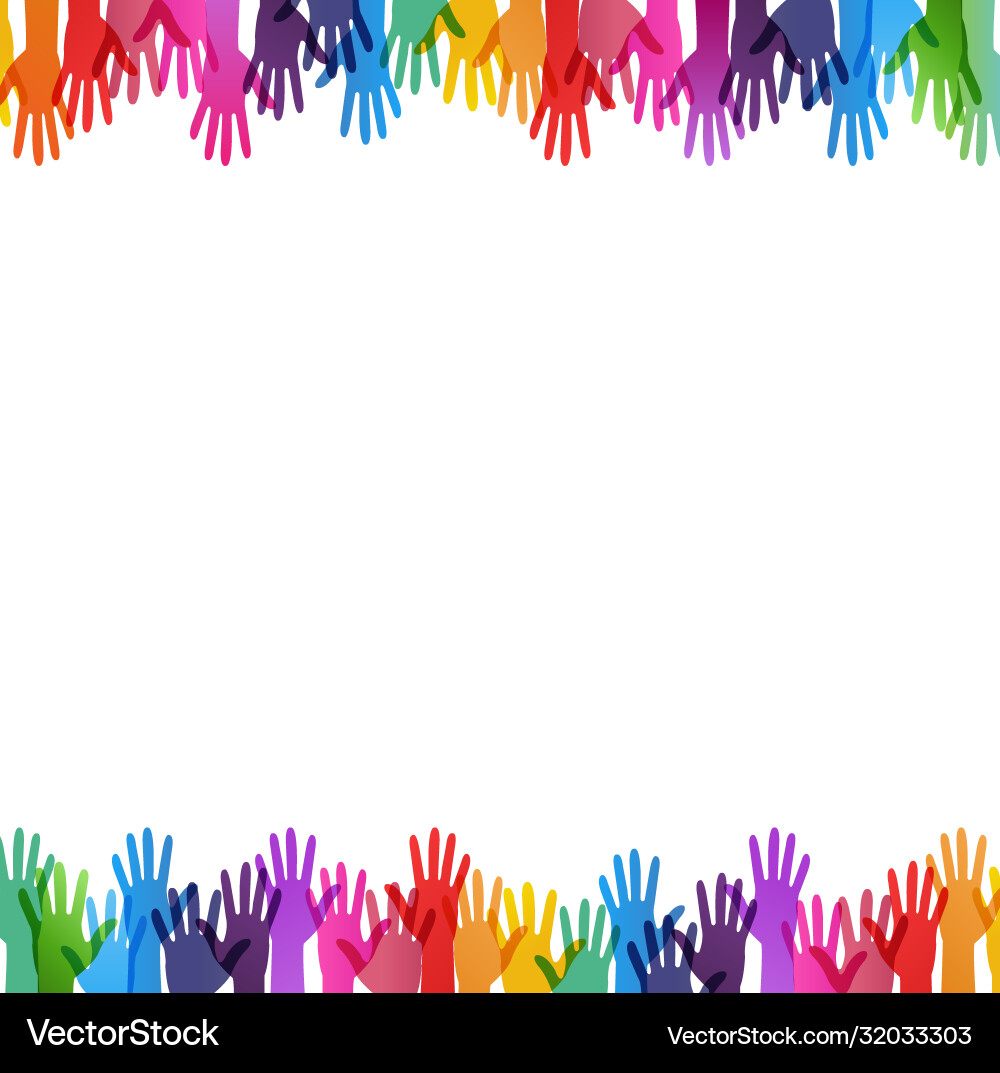 Color hand print border isolated white background Vector Image